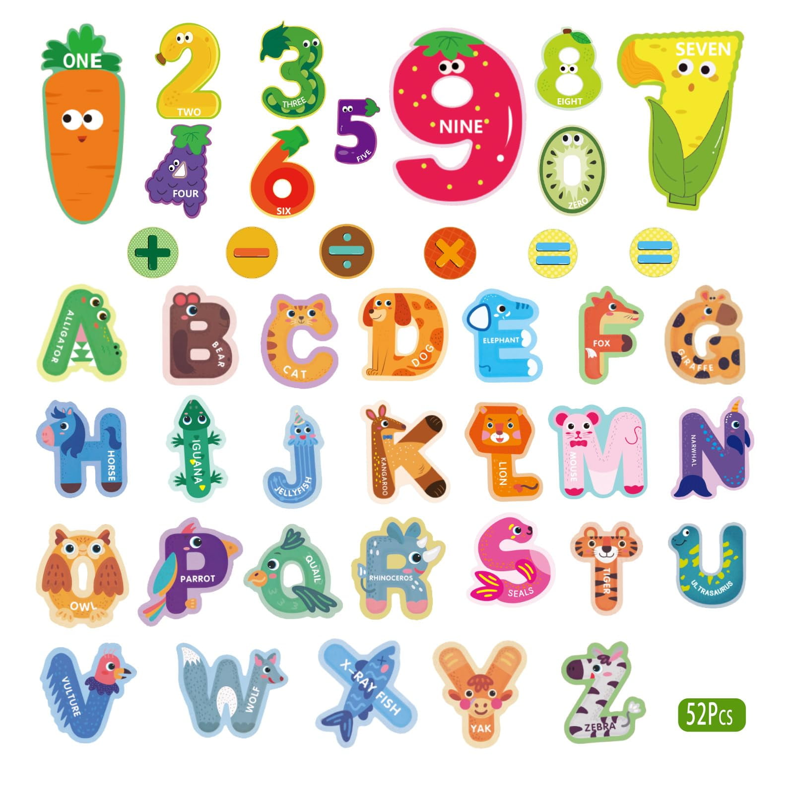 52PCS Magnetic Letters and STF9 Numbers Large Fridge Magnets Toddlers 1 ...