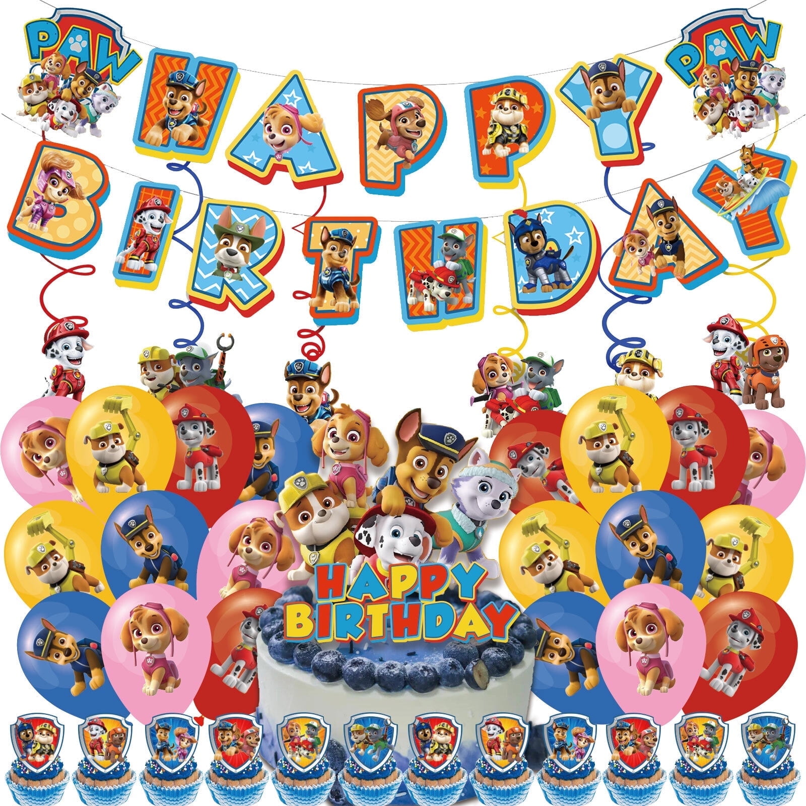 WOLEYUU 52PCS Paw Patrol Birthday Party Decorations, Banner Garland ...