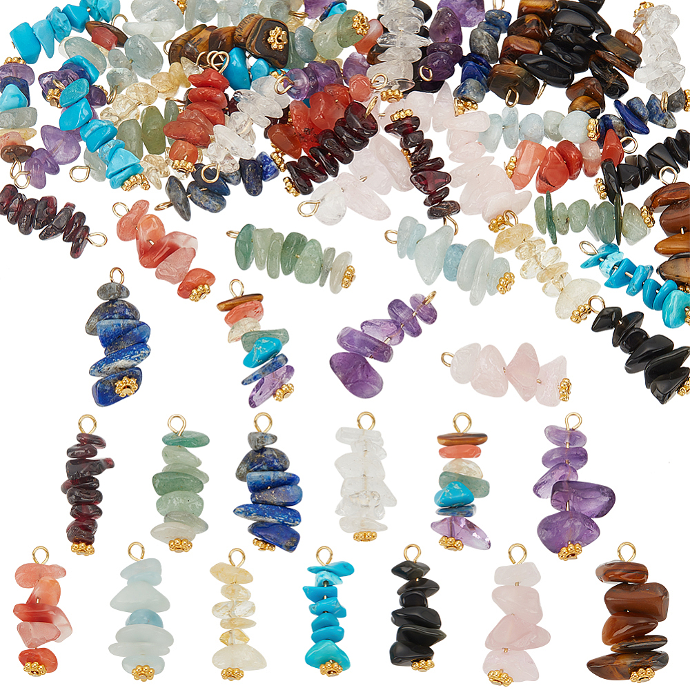 52Pcs 13 Styles Chip Stone Charms Gemstone Chips Charms Natural Stone ...