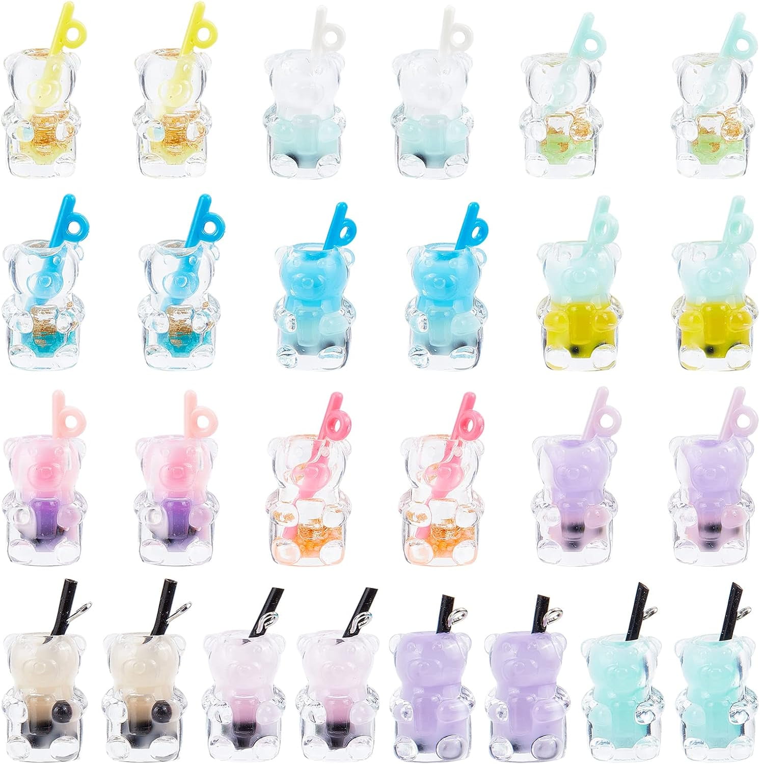 52Pcs 13 Styles Resin Pendants with Polymer Clay inside Imitation ...