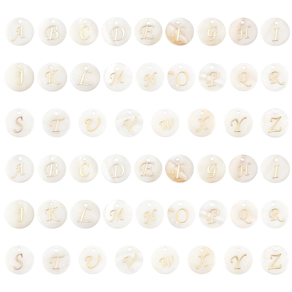 52Pcs 26 Style Freshwater Shell Pendants with Golden Plated Brass ...