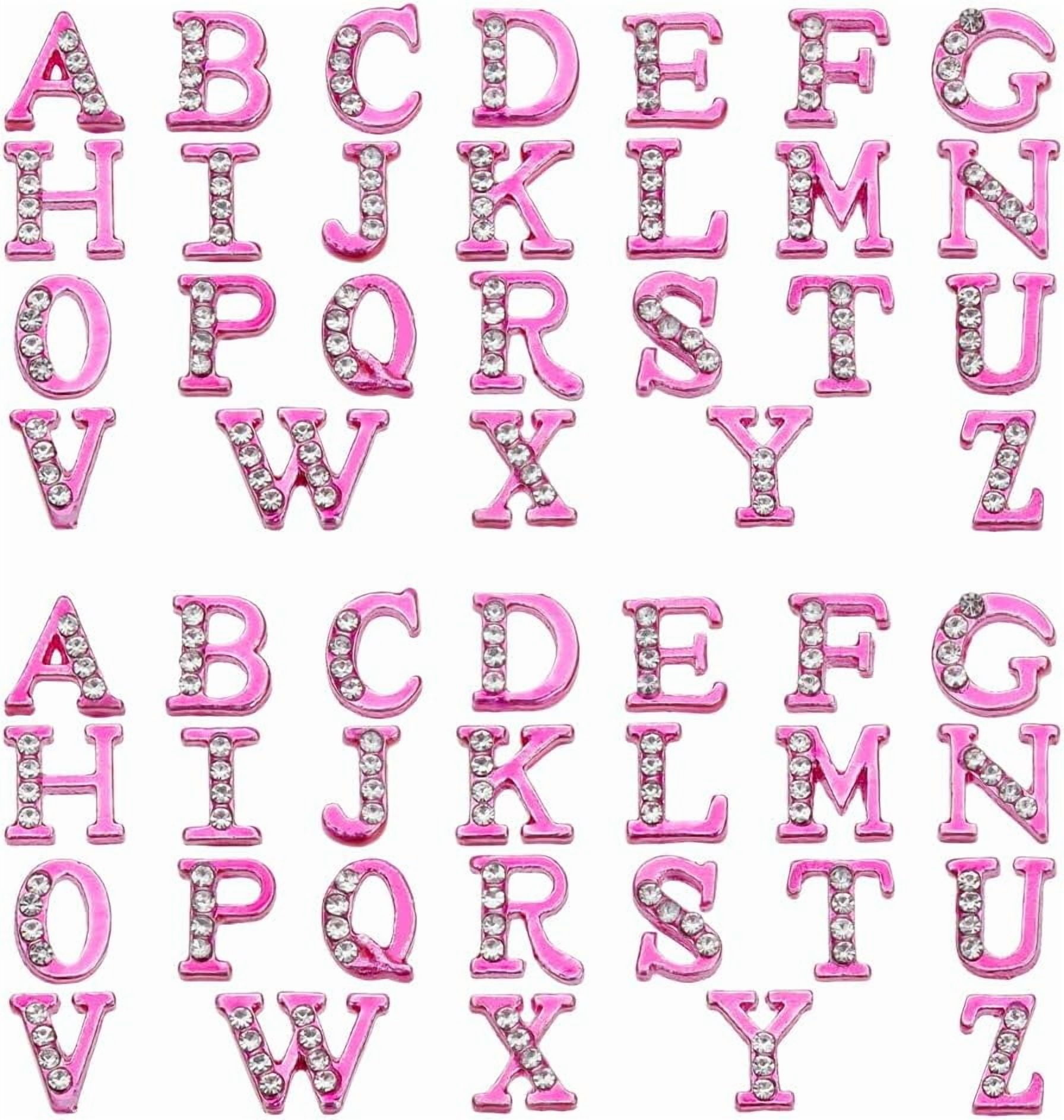 52Pcs 26 Styles Pink Letters Nail Studs Rhinetone Letters 26-Letters ...