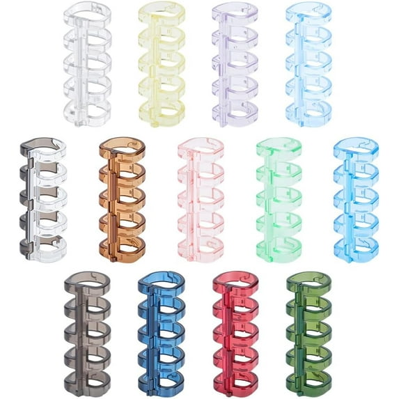 52Pcs 5 Ring Plastic Loose Leaf Binder Rings Multicolored Book Strips ...