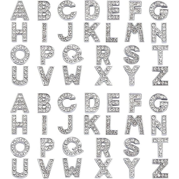 52Pcs Alphabet A-Z Letter Slide Charm Rhinestone Beads 8mm Hole Slide ...