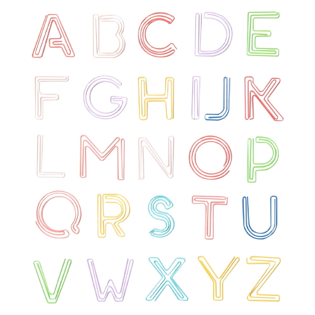 52Pcs Letter Shaped Clips Bookmarks Clamps Page Mark Clip Student ...