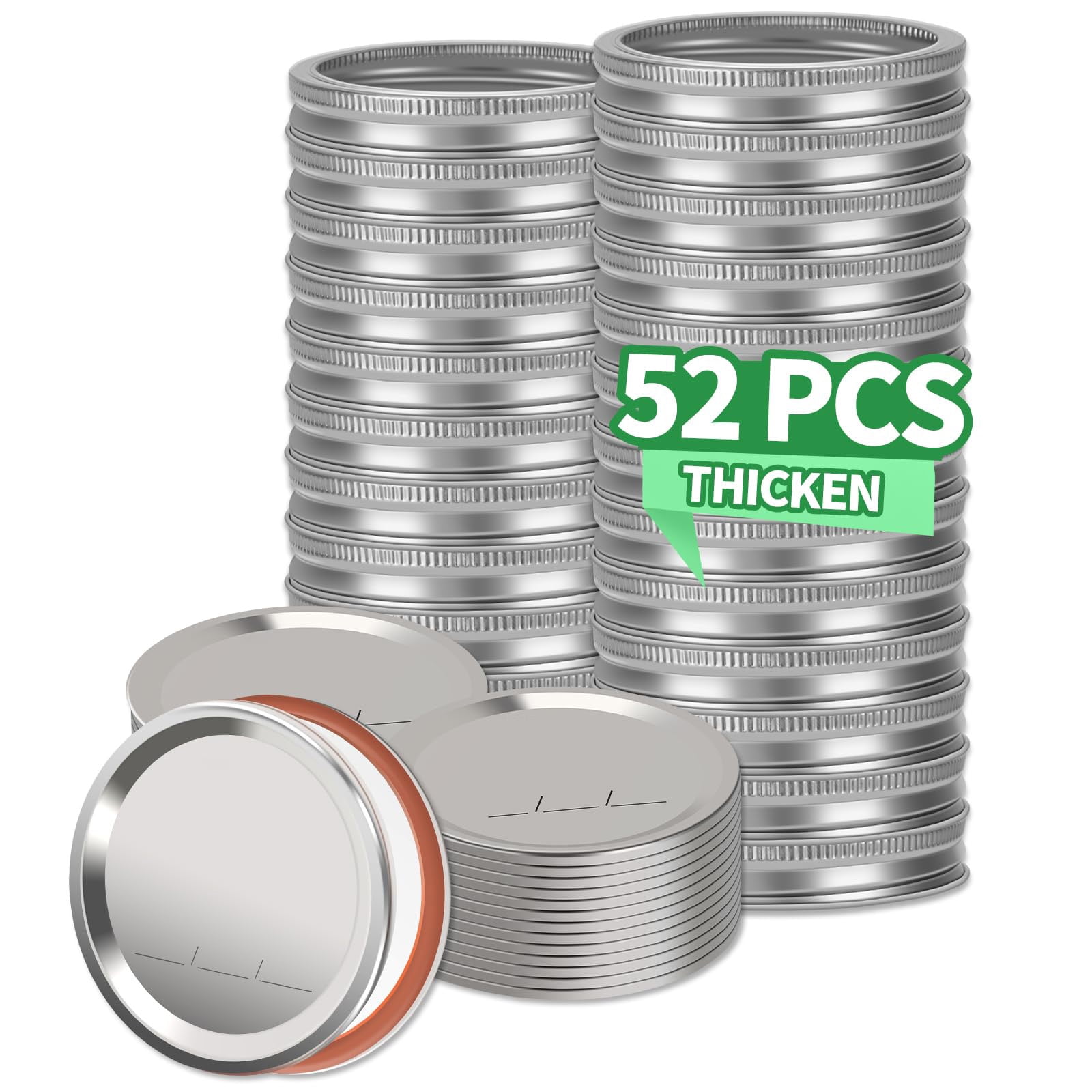 52Pcs Mason Jar Lids Regular Mouth with Rings, Upgrade Split-Type ...