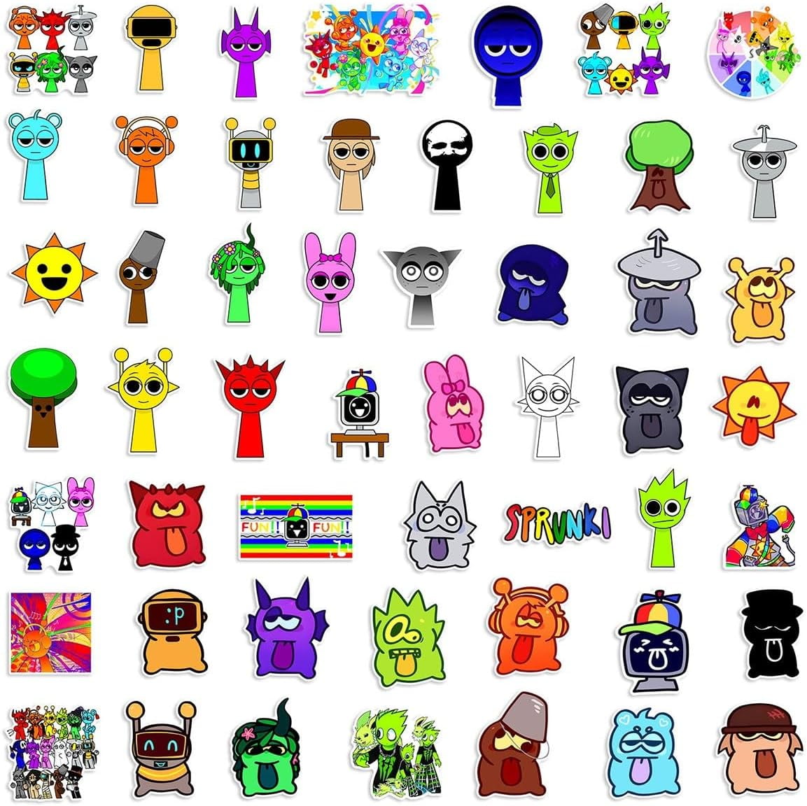52Pcs Sprunki Stickers for Kids, Waterproof Removable Stickers for Cool ...