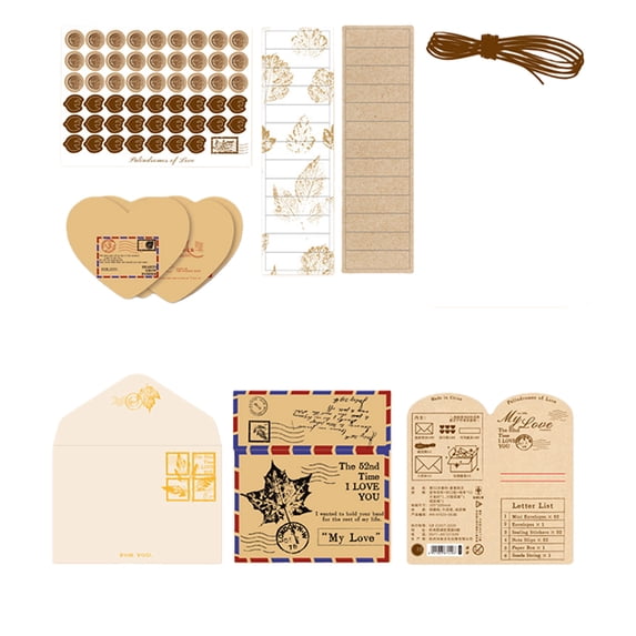52Pcs Tiny Heart Shape Envelope and Small Stationary Letter Paper Set ...