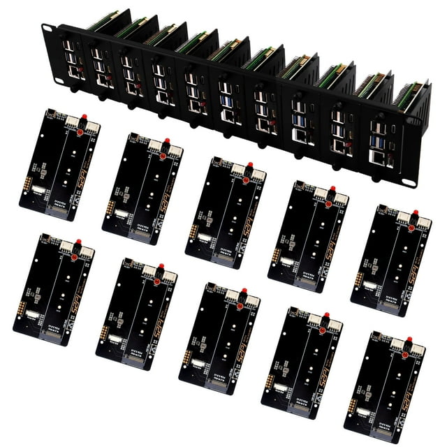 52Pi 2U Rack Mount for Raspberry Pi5 with 10 PCIE NVME Board Supports M ...
