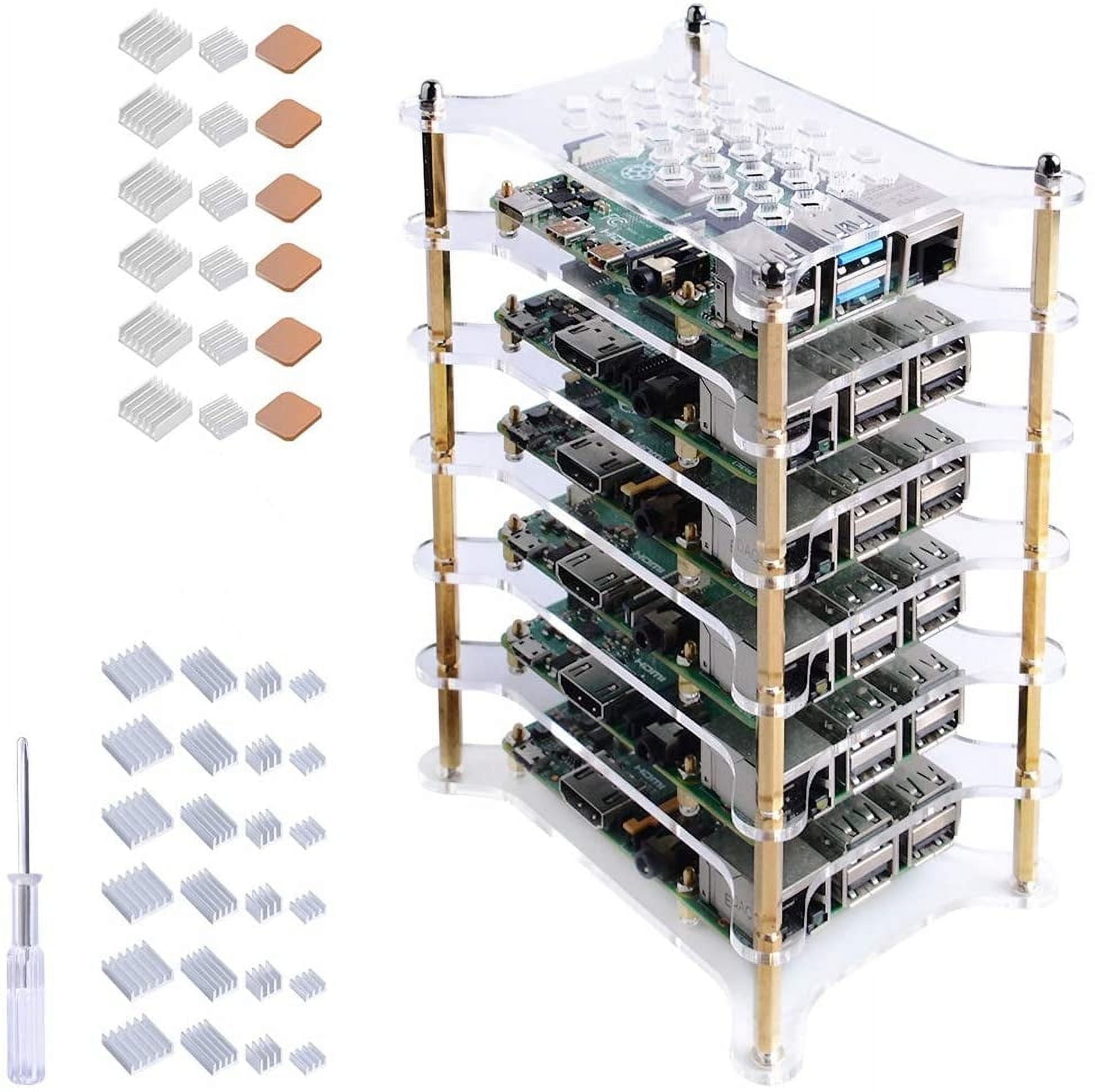 52Pi 6-Layers Cluster Case for Raspberry Pi, Pi Rack Case with ...