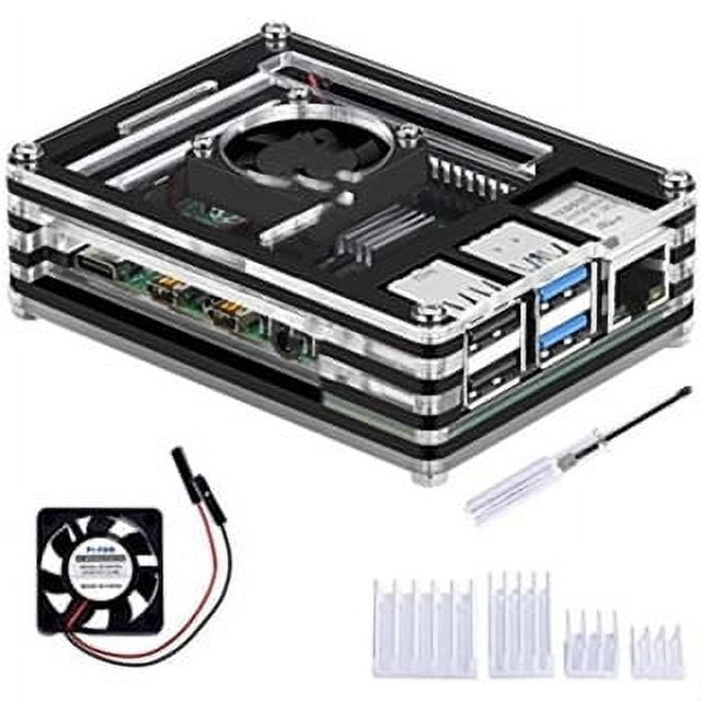 52Pi Acrylic Case for Raspberry Pi 4 Model B, Raspberry Pi Case with Cooling Fan Raspberry Pi ...