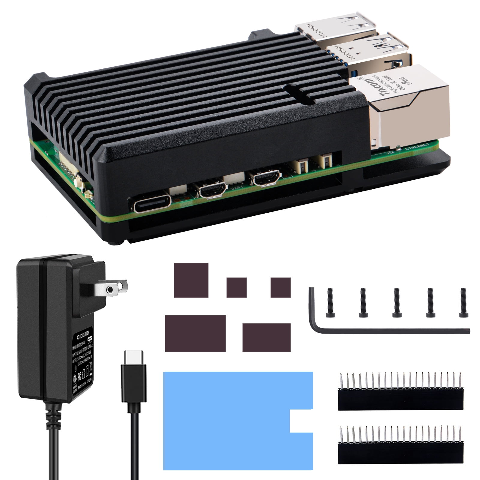 52Pi Aluminum Heatsink Case for Raspberry Pi 5, Pi 5 Aluminum Alloy ...