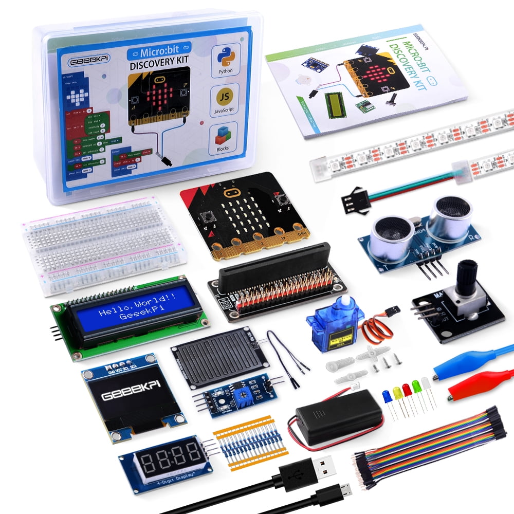 52Pi Basic Starter Kit for BBC Micro:bit, Blocks and Python Code, Multiple Sensors Project ...