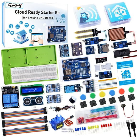 52Pi Cloud Ready Starter Kit with UNO R4 WiFi, Bluetooth, I2C, LED Matrix, IoT Integration ...