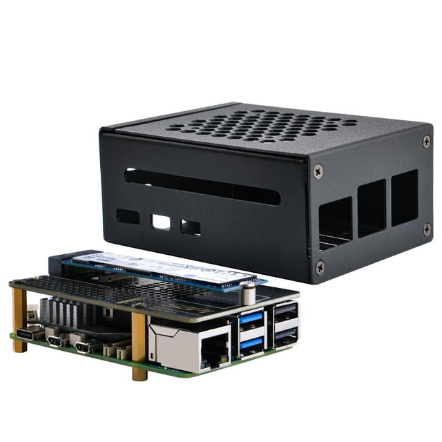52Pi Metal Case with N04 PCIe M.2 Key-M NVMe SSD PCIe Peripheral Board ...