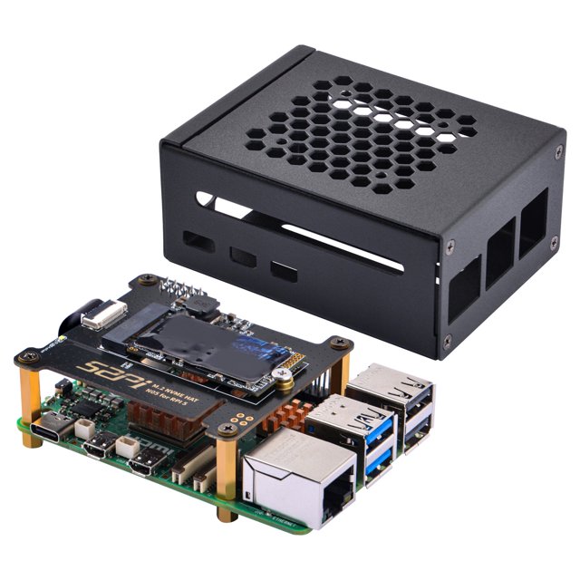 52Pi Metal Case with N05 PCIe M.2 Key-M NVMe SSD PCIe Peripheral Board ...