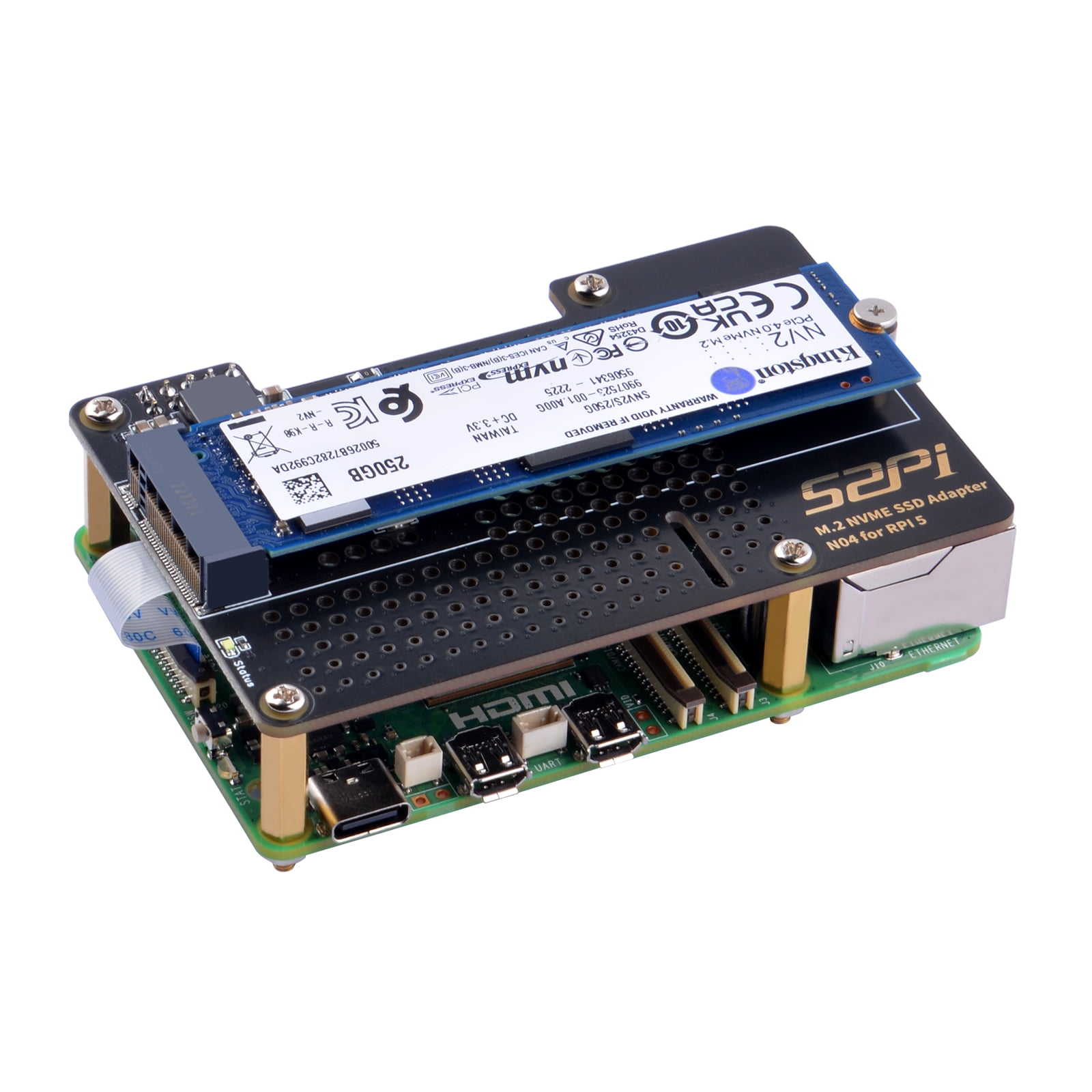 52Pi N04 M.2 NVMe to PCIe Adapter for Raspberry Pi 5, Support M.2 NVMe ...