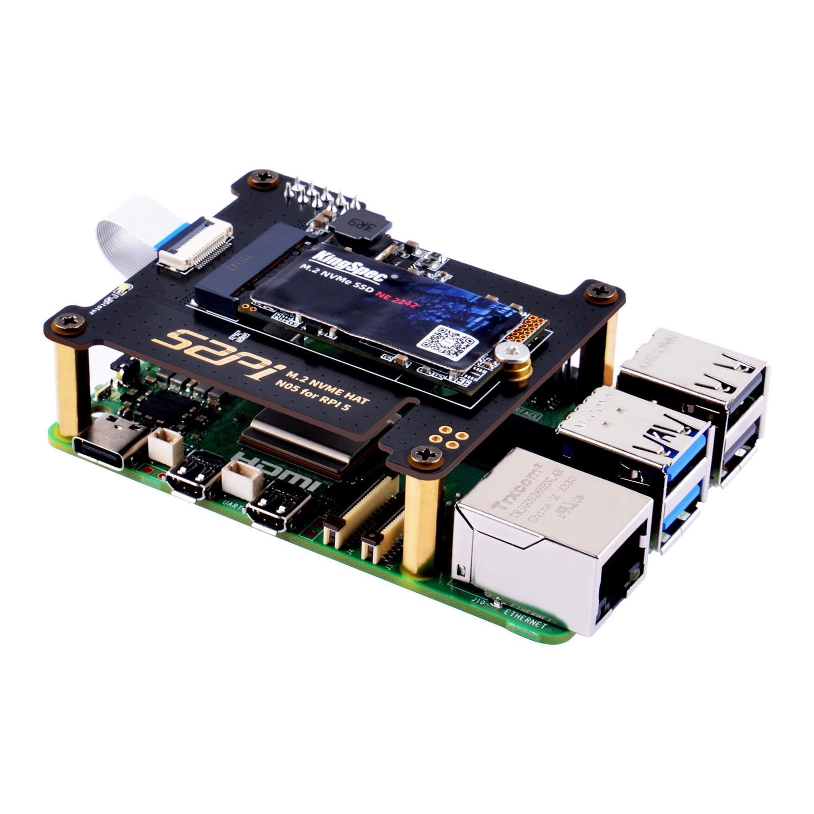 52Pi N05 M.2 NVME PCIe Peripheral Board for Raspberry Pi 5, Support M.2 ...