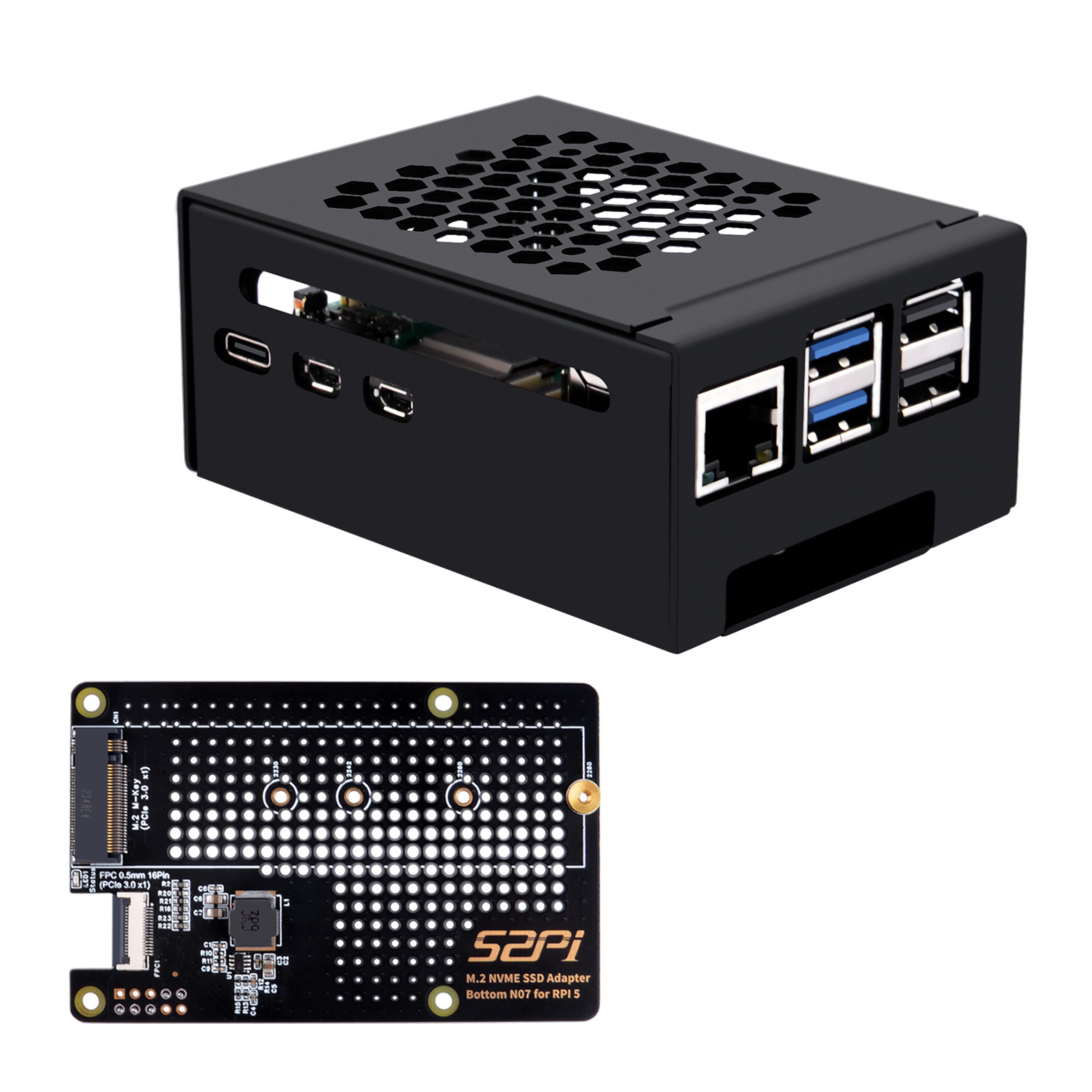 52Pi N07 M.2 2280 PCIe to NVMe SSD PCIe Peripheral Bottom Board With ...