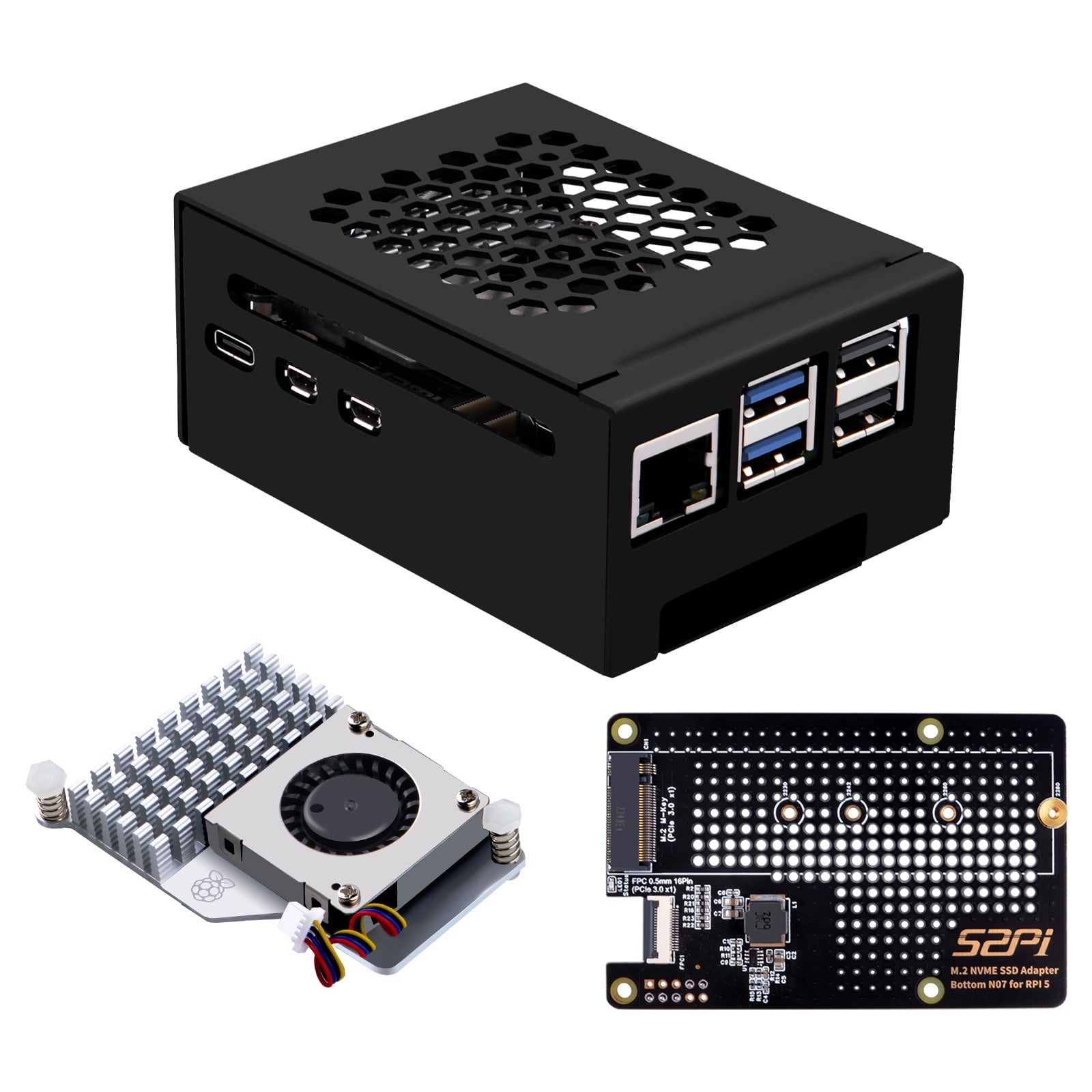 52Pi N07 M.2 2280 PCIe to NVMe SSD PCIe Peripheral Bottom Board with ...