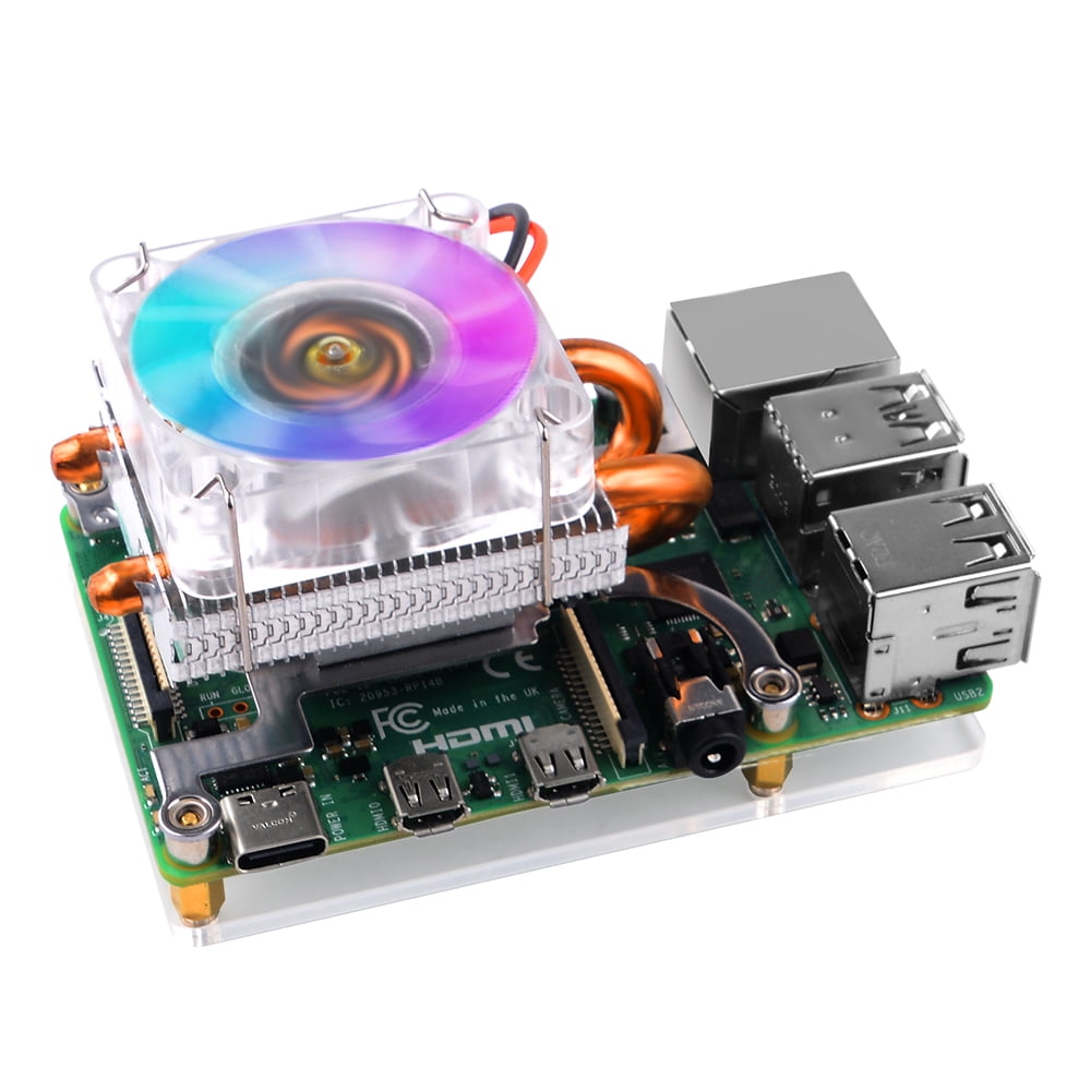 52Pi Raspberry Pi 4 Fan, Raspberry Pi Low-Profile CPU Cooler with RGB ...