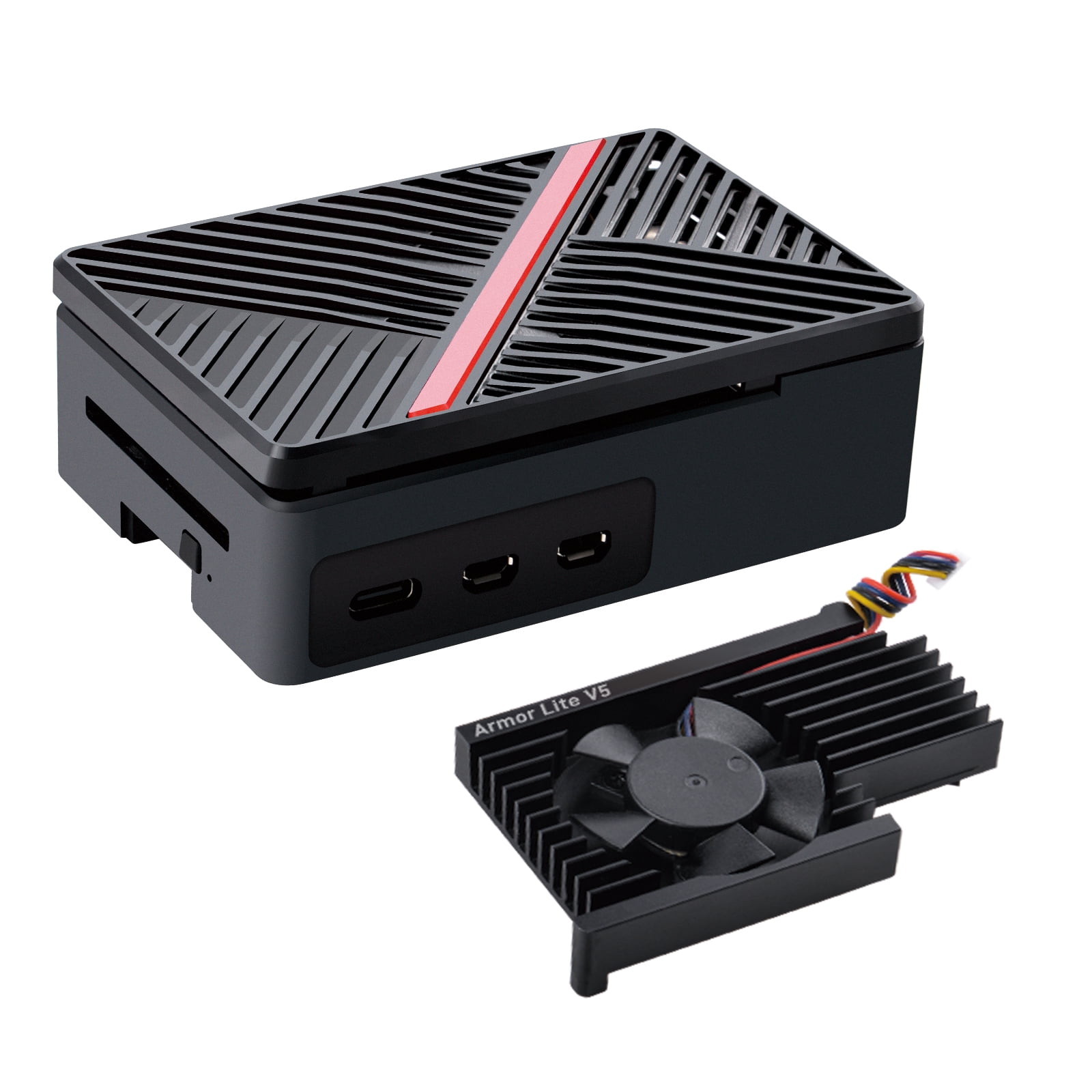 52Pi Raspberry Pi 5 Case, ABS Case with Armor Lite V5 Heatsink Fan for ...