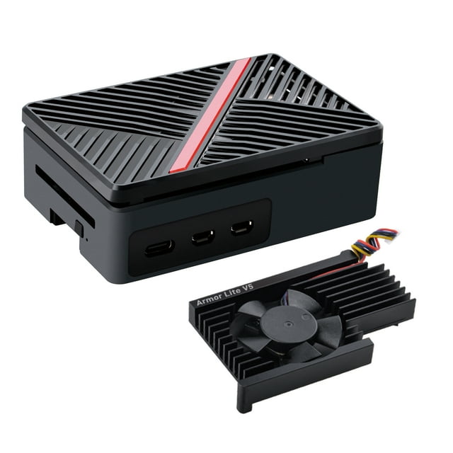 52Pi Raspberry Pi 5 Case, ABS Case with Armor Lite V5 Heatsink Fan for ...