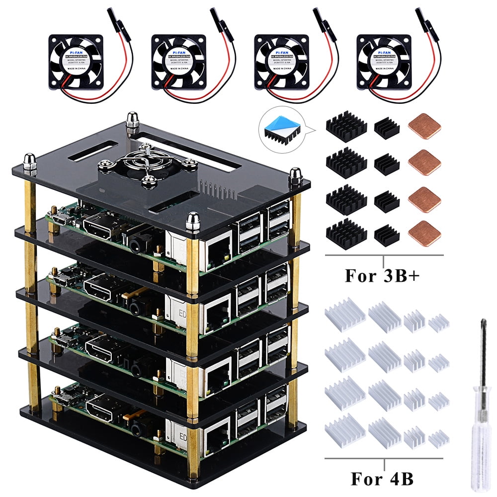 52Pi Raspberry Pi Cluster Case for Raspberry Pi 4 Model B, Raspberry Pi Case with Cooling Fan ...