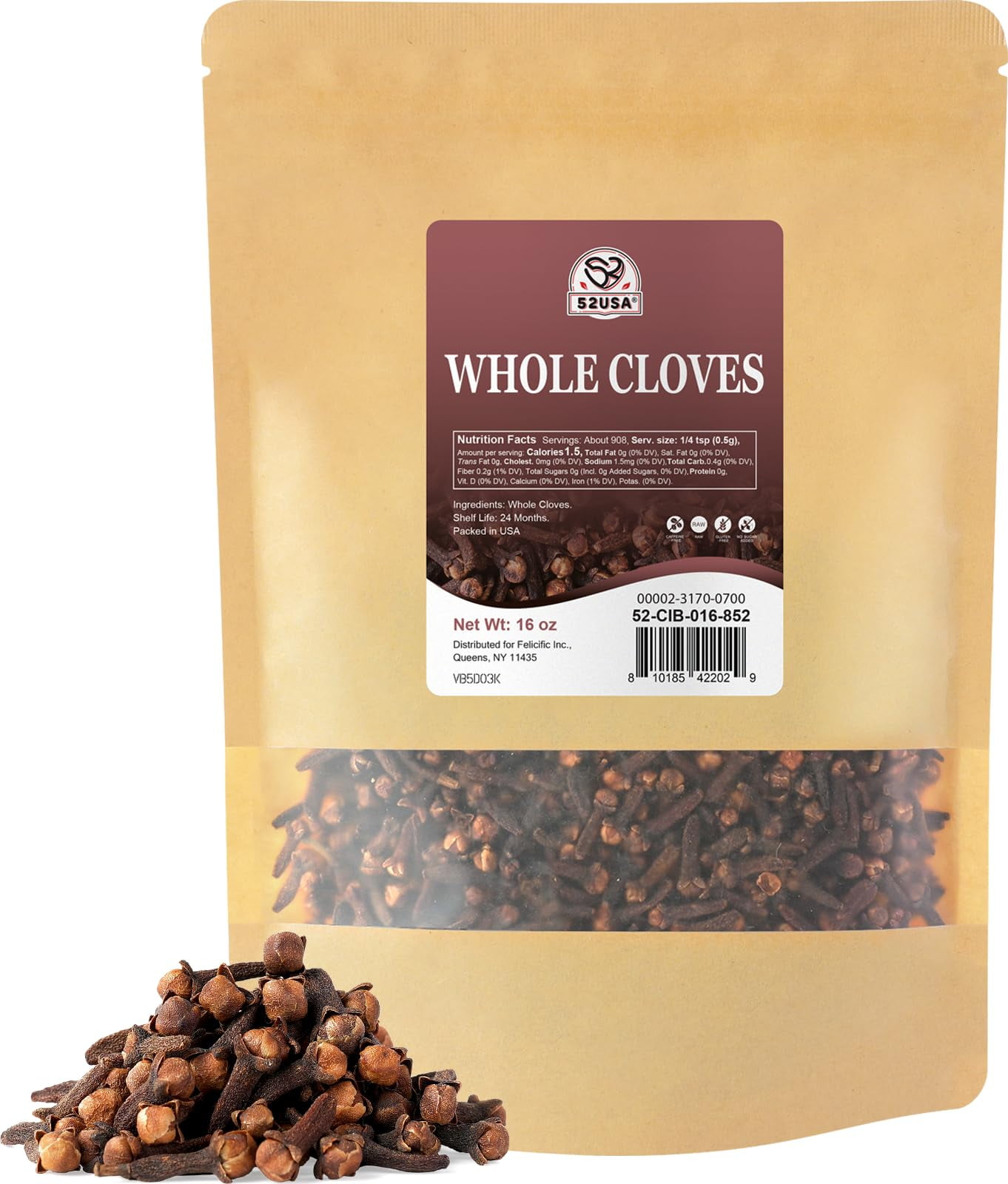 52USA Cloves 16oz in BCF26 Bag | Whole, Fresh & Aromatic Cloves ...