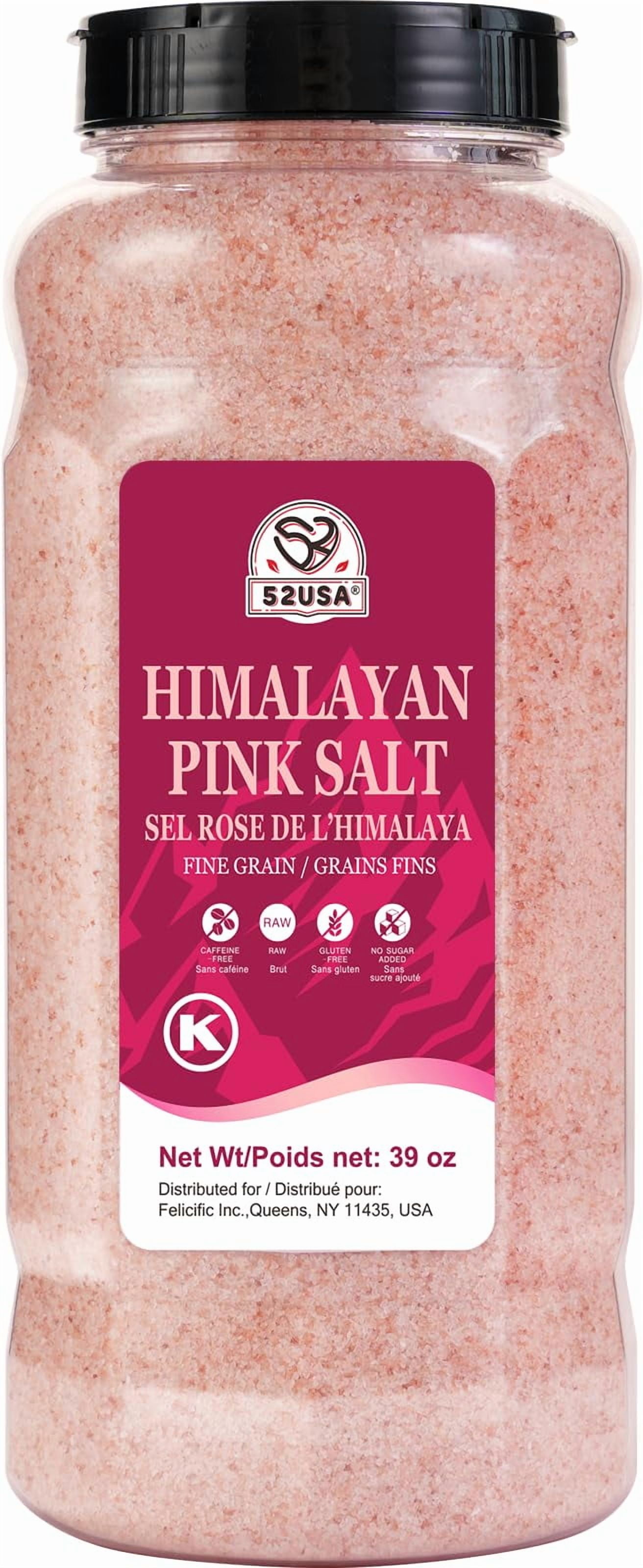 52USA Himalayan Pink Salt, BCF26 Fine Grain, 39oz (2.4 LB), Pink ...
