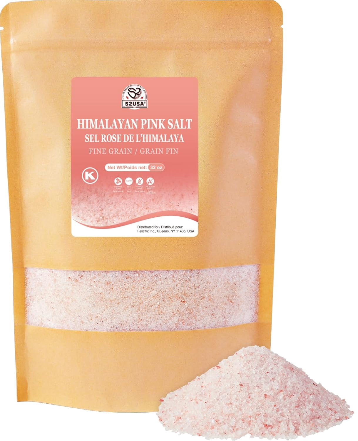 52USA Himalayan Pink Salt Fine – 2 lb, Natural Sea Salt, Kosher, No ...