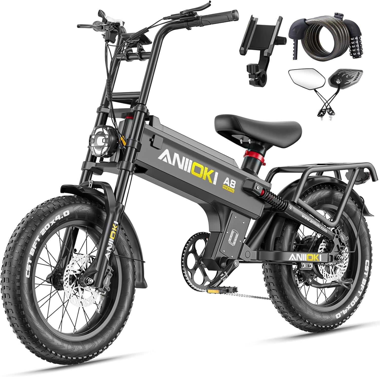 52V 70AH Battery Aniioki A8 Pro Max Electric Bike for Adults,1600W Peak ...