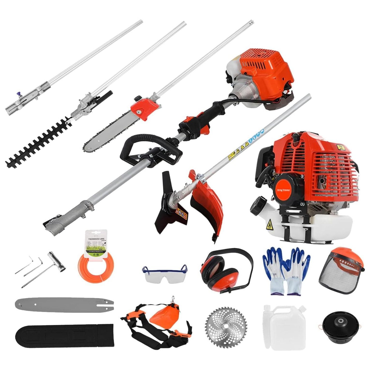 52cc 2-Cycle Gas Weed Eater Gas Powered, 6-in-1 Gas Weed Wacker, Brush ...