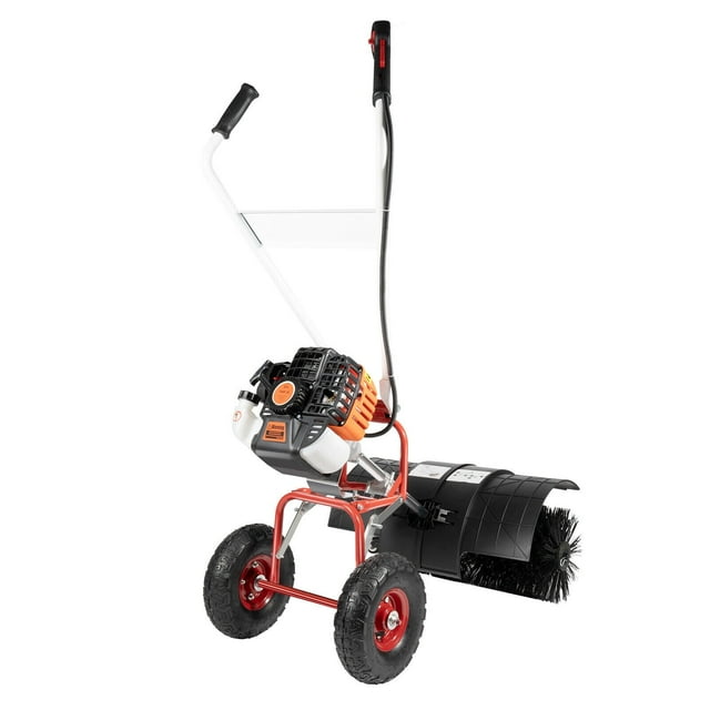 52cc Gas Power Broom Sweeper 2.5HP Walk-Behind Driveway Turf Grass Snow ...