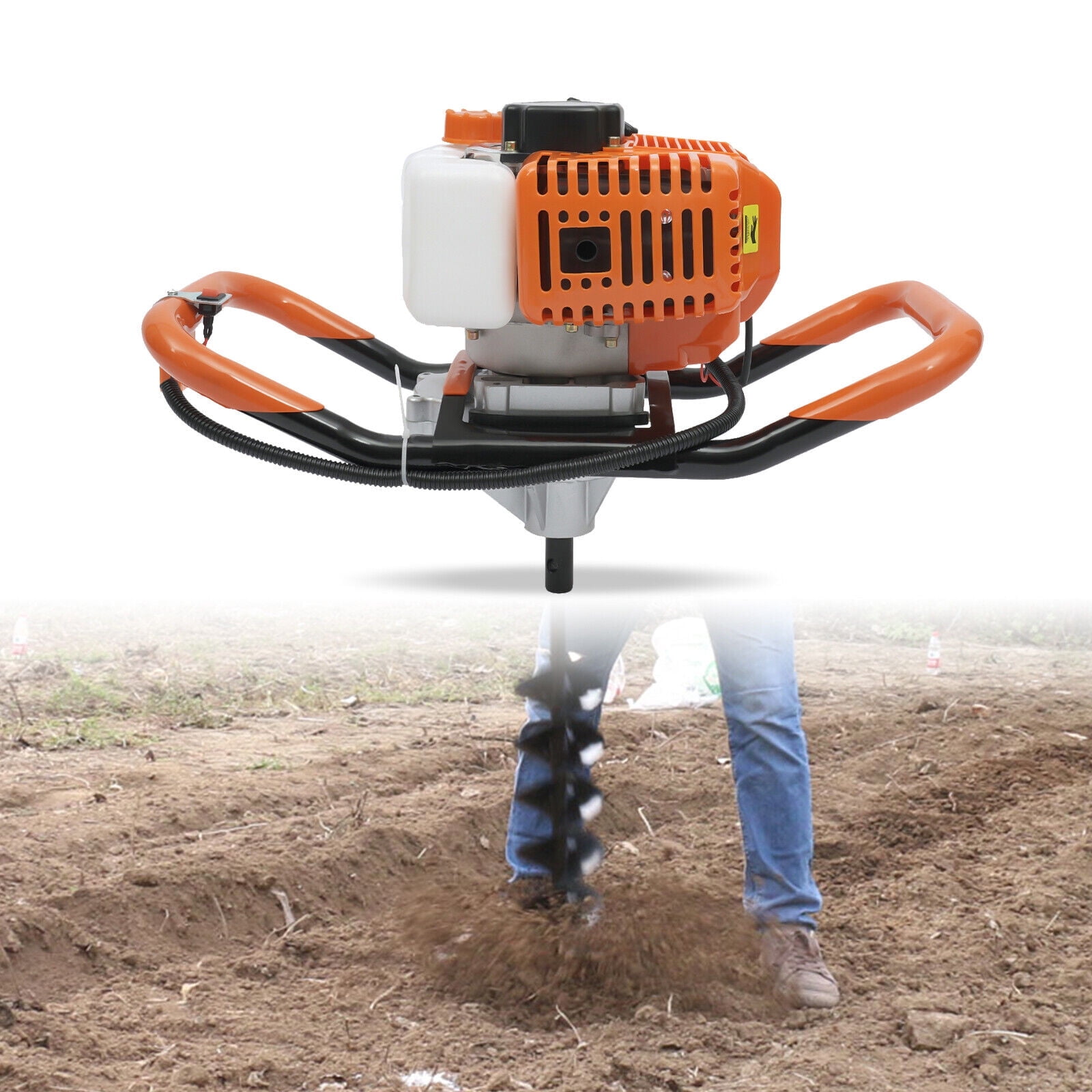 52cc Gas Powered Post Hole Digger Air-cooled Earth Auger Engine Digging ...