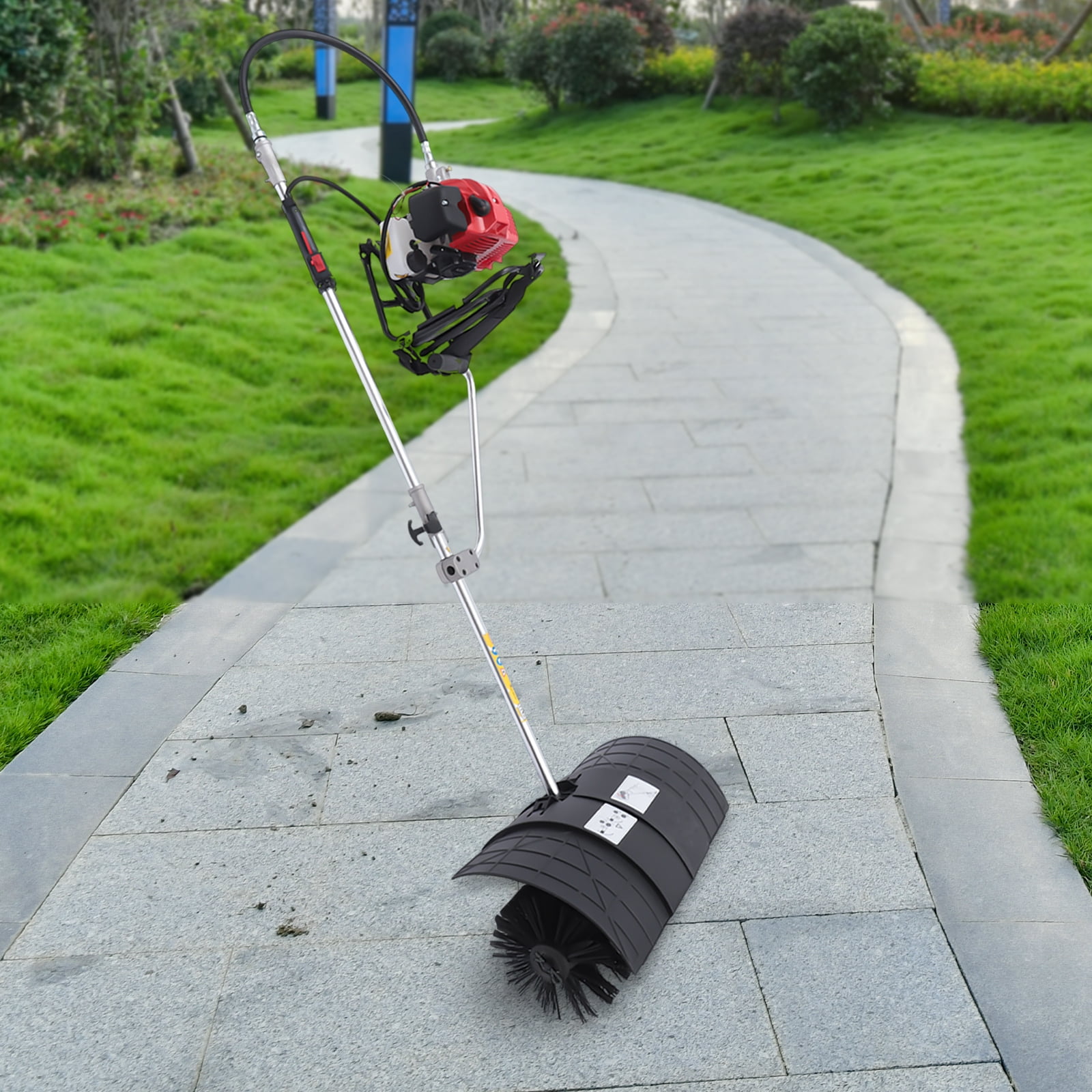 52cc Gas-Powered Walk Behind Leaf Blower, Nylon Brush Head, Curved ...