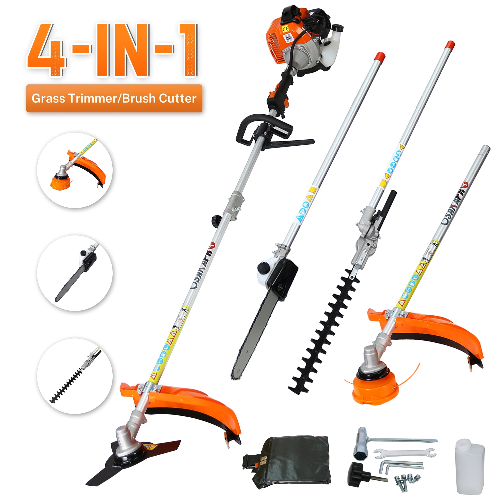 Sesslife 52cc 4-in-1 Gas Weed Eater, Pole Saw, Hedge Trimmer, Brush ...