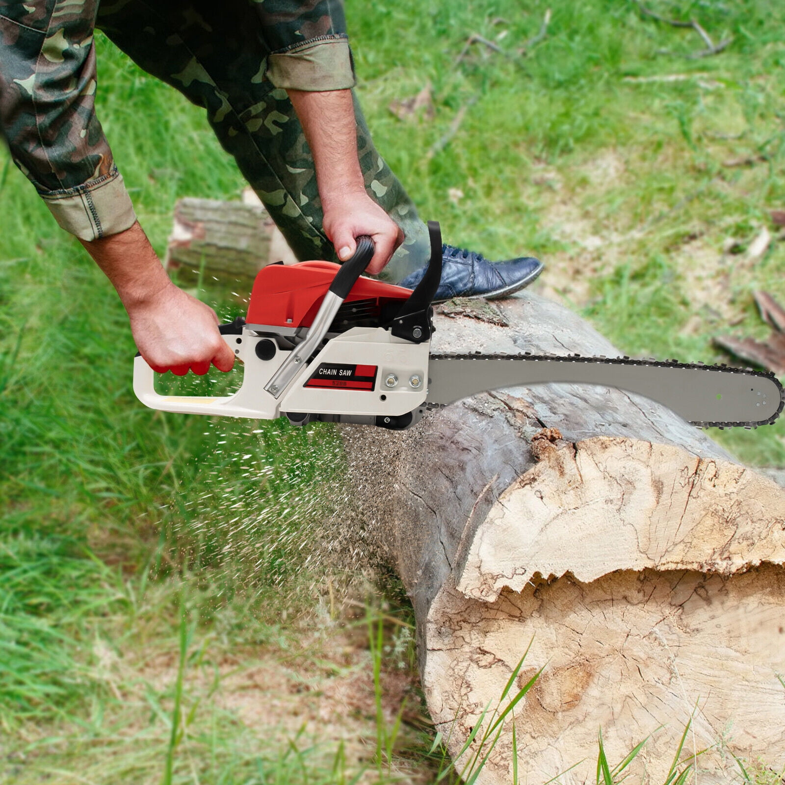 52cc Gasoline Chainsaw with 20-Inch Chain Bar, 2-Stroke Engine, 7500RPM ...