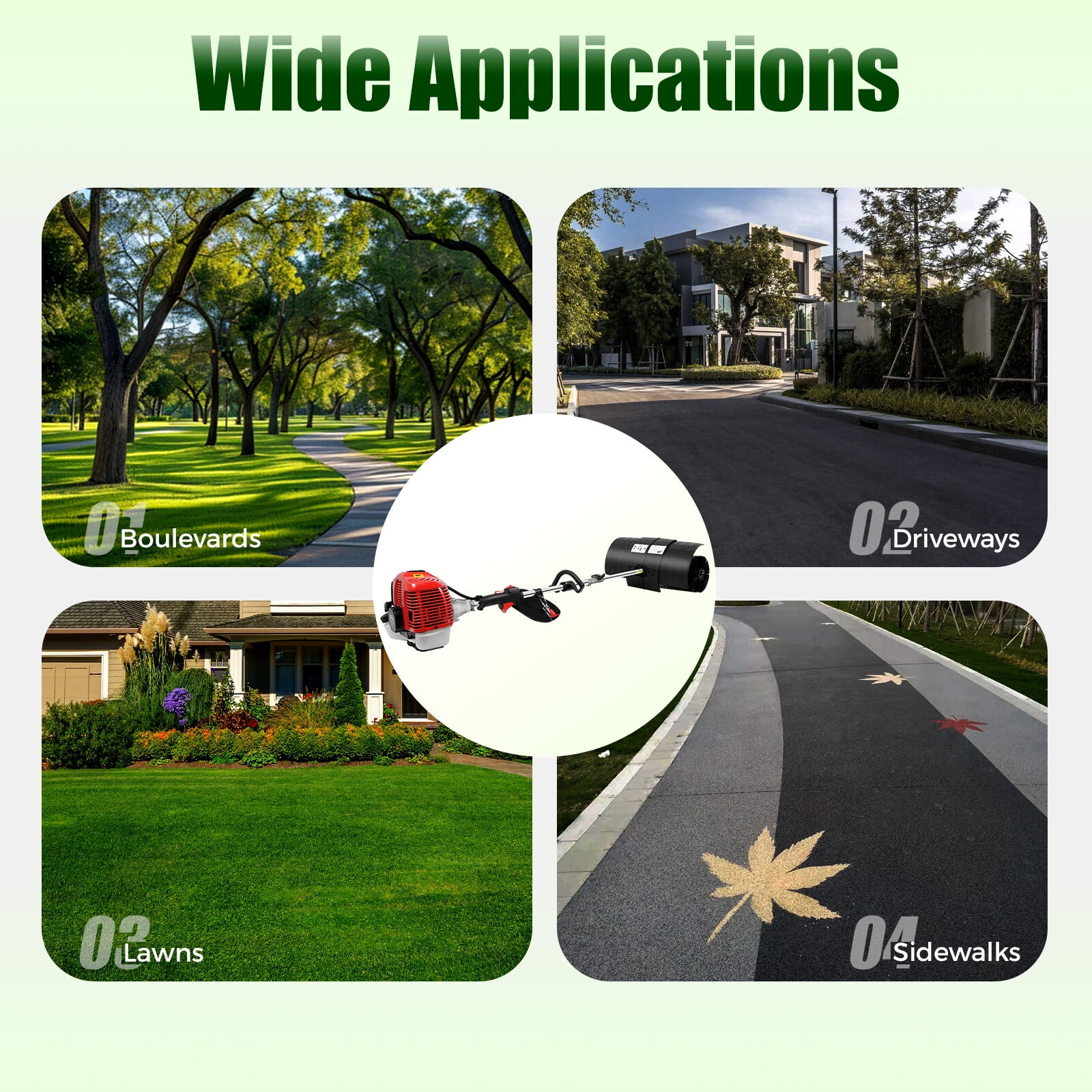 52cc Handheld Gas Power Broom Walk Behind Sweeper 2.3hp High ...