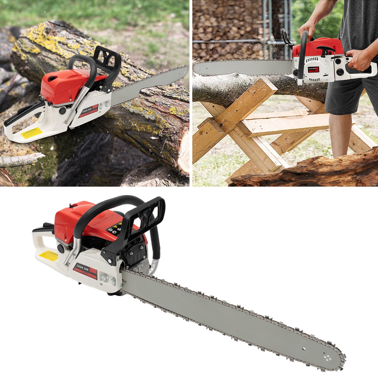 52cc Handheld Gas Powered Chainsaw 22" Gasoline Chain Saw Wood Cutting ...