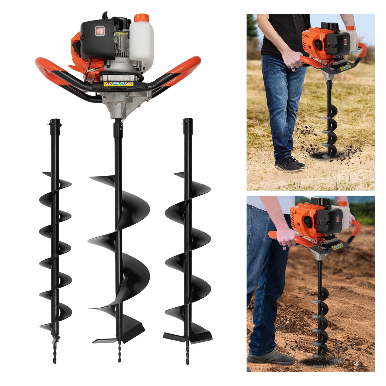 52cc Petrol Earth Auger Fence Post Hole Digger Ground Drill W/4"6"8 ...