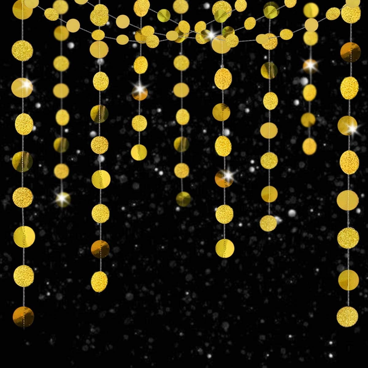 52ft Glitter Gold Decorations, Paper Circle Dots Garland Party ...