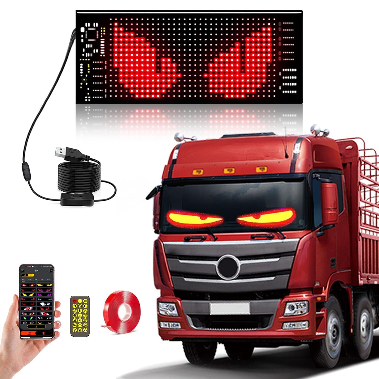 52in*7.5in Devil Eyes Light for Cars, Flexible LED Eyes for Car, Led ...