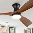 Lokivas 52" Walnut Modern Ceiling Fan with Light and remote, Flush ...