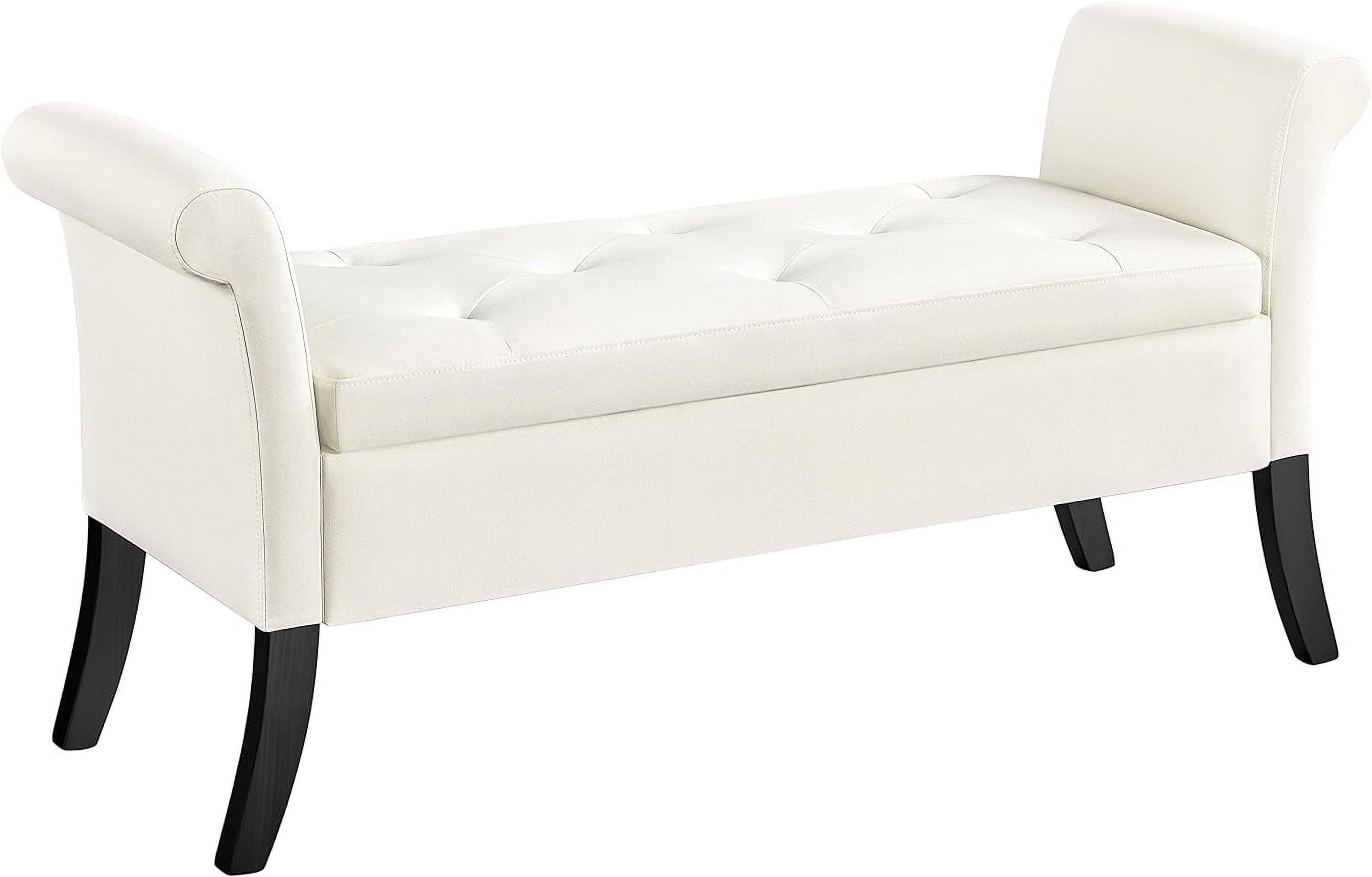 52in Ottoman Bench Folding Storage Ottoman Bench Tufted Faux Leather ...