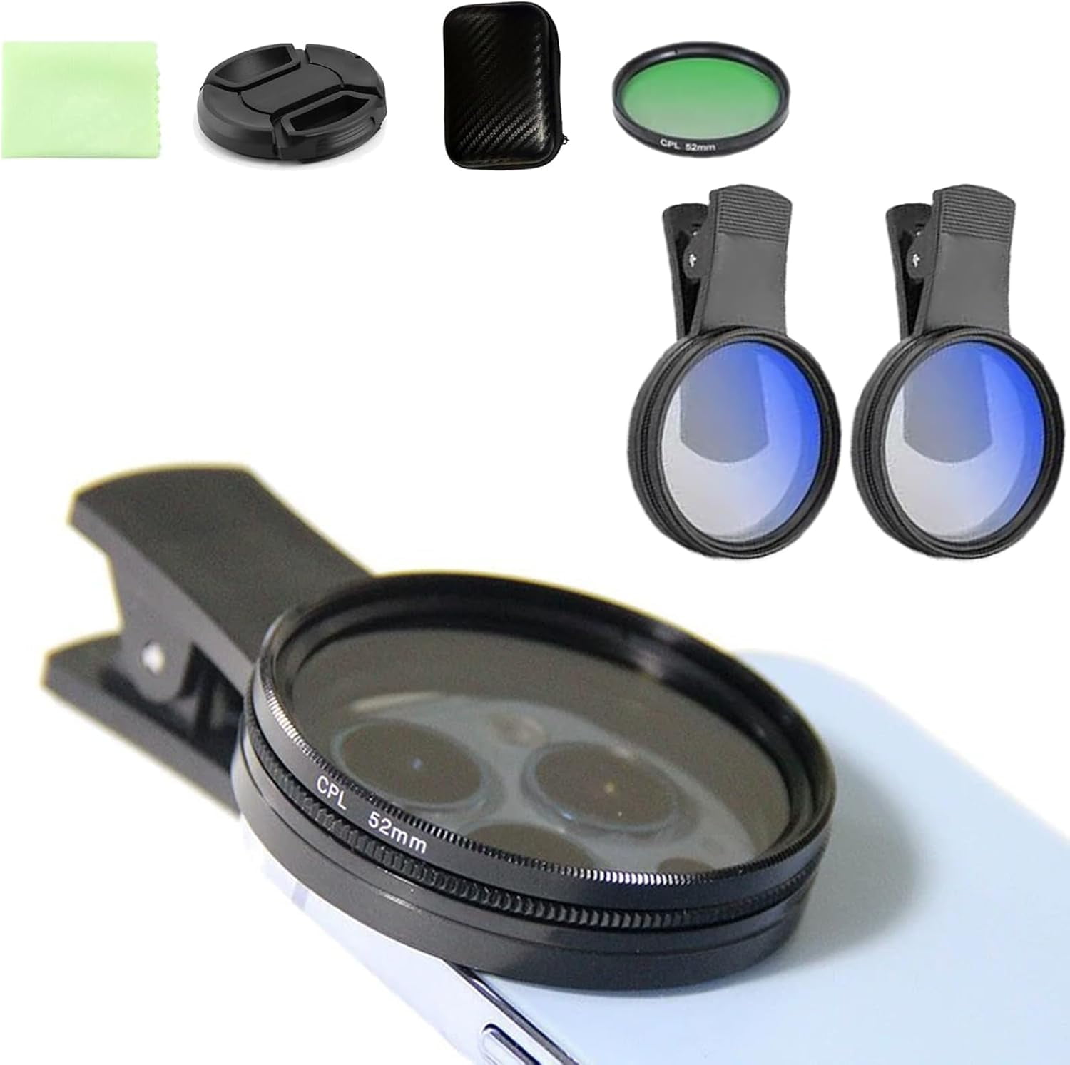 52mm Clip-0n Cpl Phone Cameralens Filter Kit, 52mm Clip-on CPL Lens ...