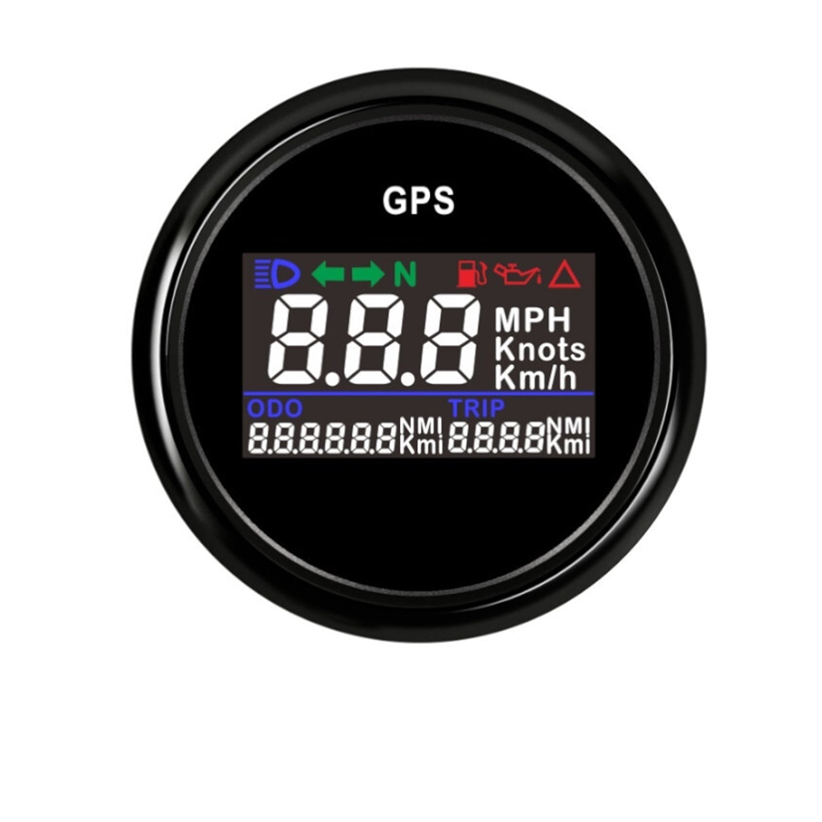 52mm Digital GPS Speedometer LCD Speed Gauge+GPS Antenna Odometer KMH ...