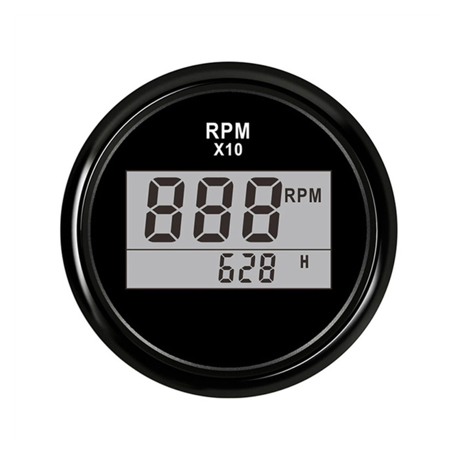 52mm Digital Tachometer 0-9990 RPM LCD Display Engine Hour Meter Gauge With Red Backlight 9-32V ...