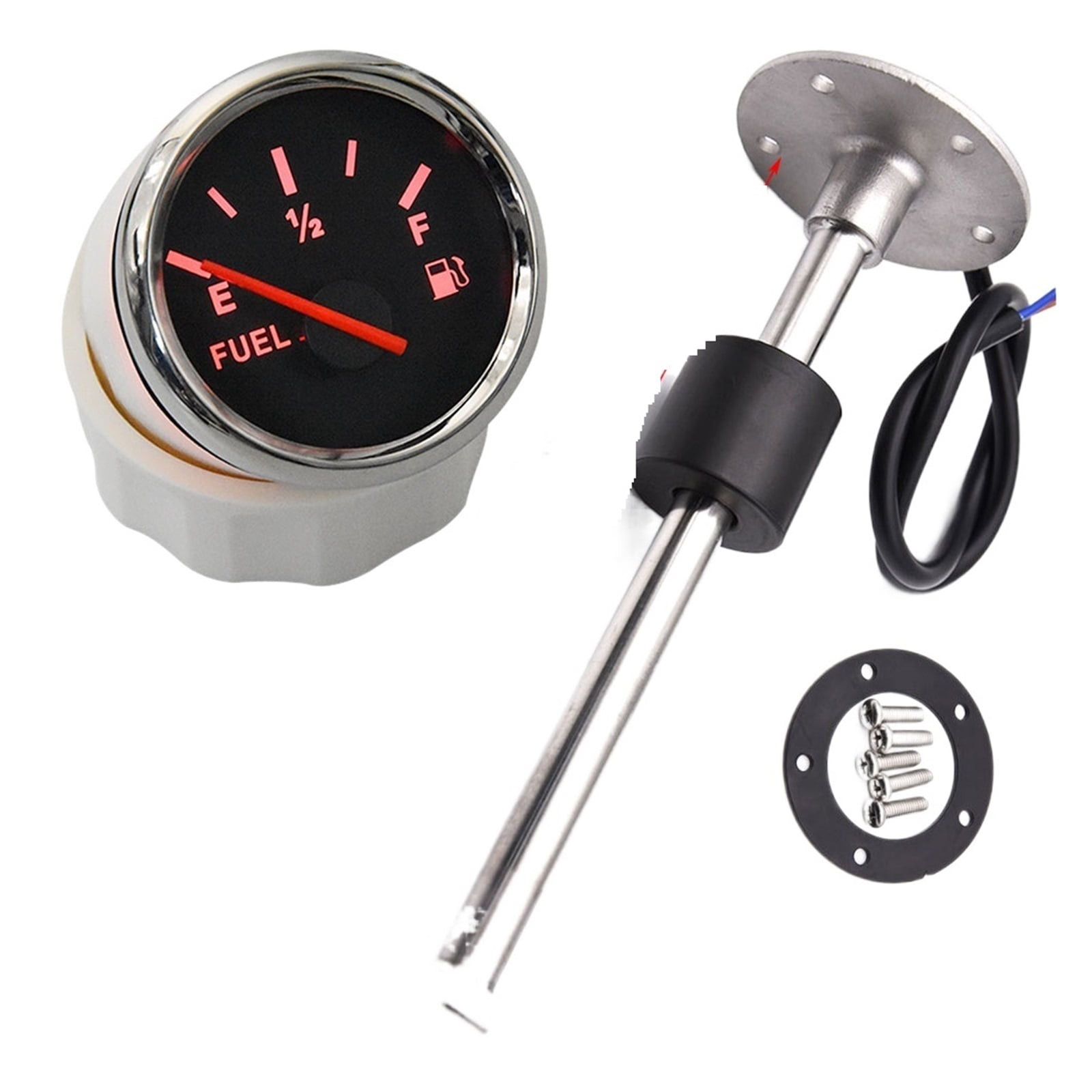 52mm Marine Boat Car Fuel Level Gauge With 100-300mm Fuel Level Sensor 0-190ohm Oil Tank Level ...