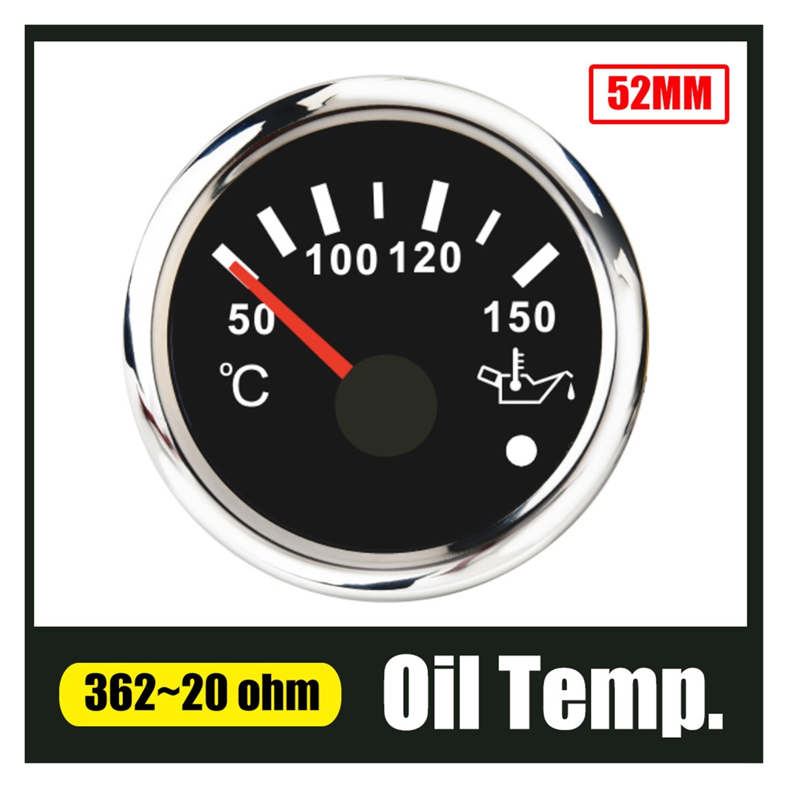 52mm Marine Car Oil Temp Gauge 50-150 Temperature Meter With Red ...